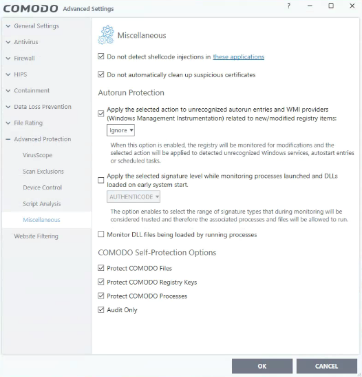 Xcitium Enterprise | Xcitium Client Security - Miscellaneous Settings | Xcitium